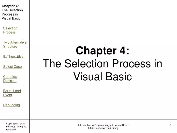 PPT - Chapter 4: The Selection Process in Visual Basic PowerPoint ...