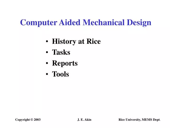 PPT - Computer Aided Mechanical Design PowerPoint Presentation, free ...