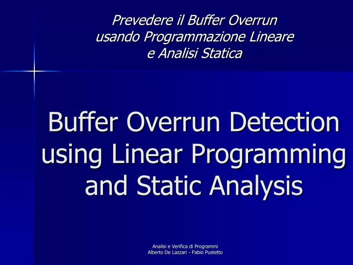 Ppt Buffer Overrun Detection Using Linear Programming And Static Analysis Powerpoint 7760