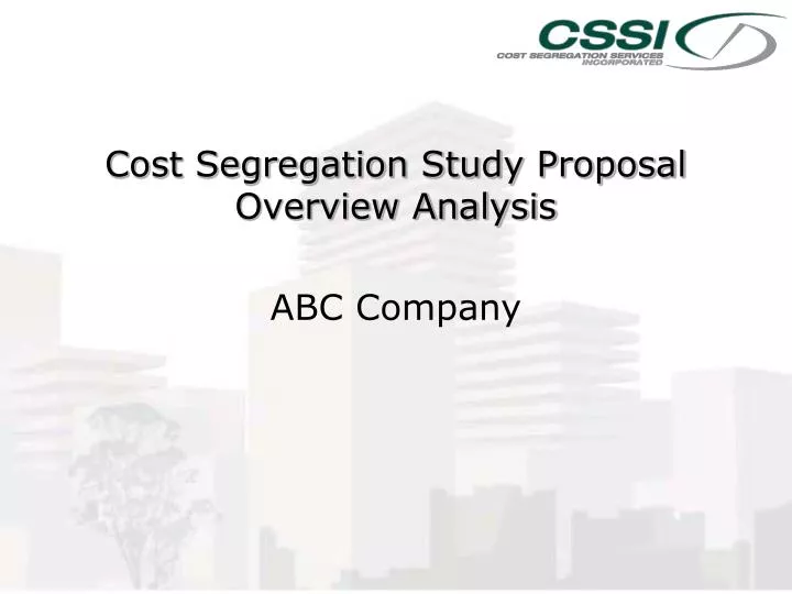 PPT - Cost Segregation Study Proposal Overview Analysis PowerPoint ...