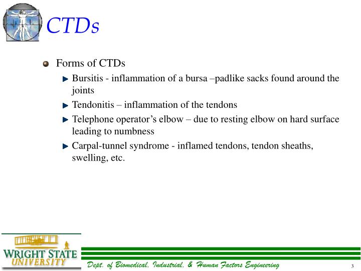 PPT - Cumulative Trauma Disorders (CTDs) PowerPoint Presentation - ID ...