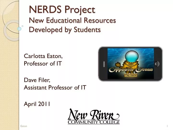 PPT - NERDS Project New Educational Resources Developed by Students ...