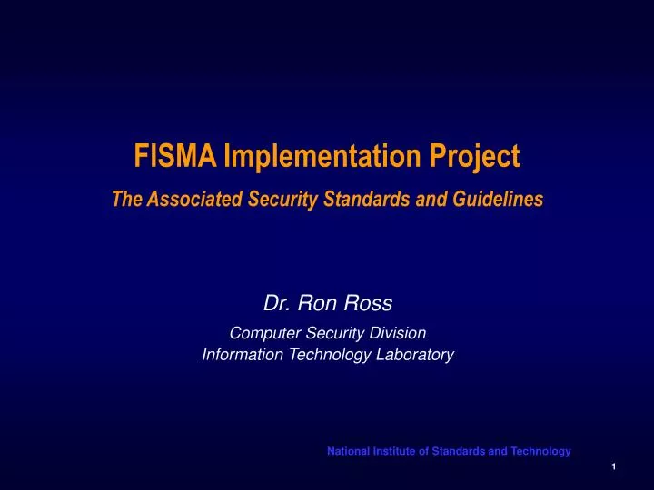 PPT - FISMA Implementation Project The Associated Security Standards ...
