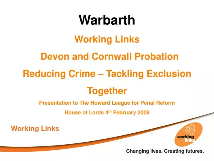 Ppt Warbarth Working Links Devon And Cornwall Probation Reducing