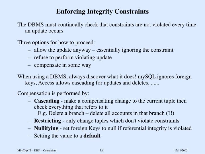 Ppt Integrity Constraints On Relational Db S Powerpoint