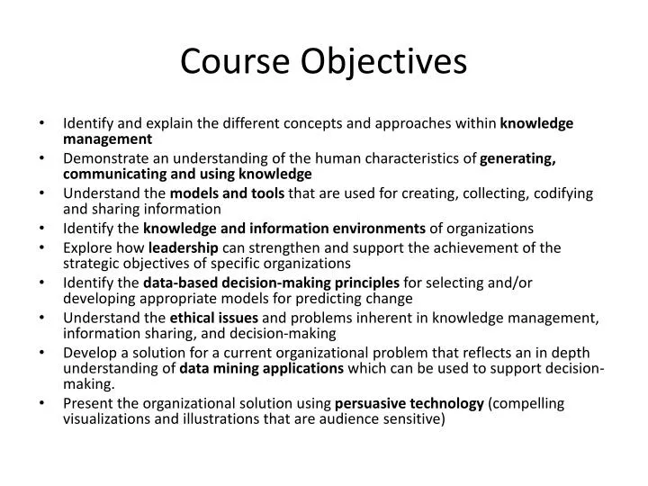 PPT - Course Objectives PowerPoint Presentation, free download - ID:4015492