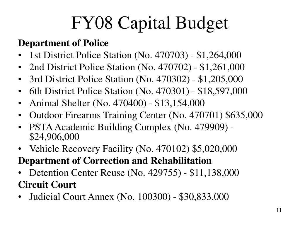 PPT - Criminal Justice Budget Overview County Executive FY08 ...