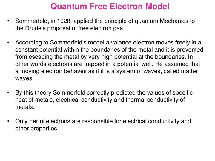 PPT - Quantum Free Electron Model PowerPoint Presentation, free ...