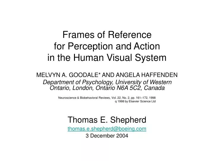 PPT - Frames of Reference for Perception and Action in the Human Visual ...