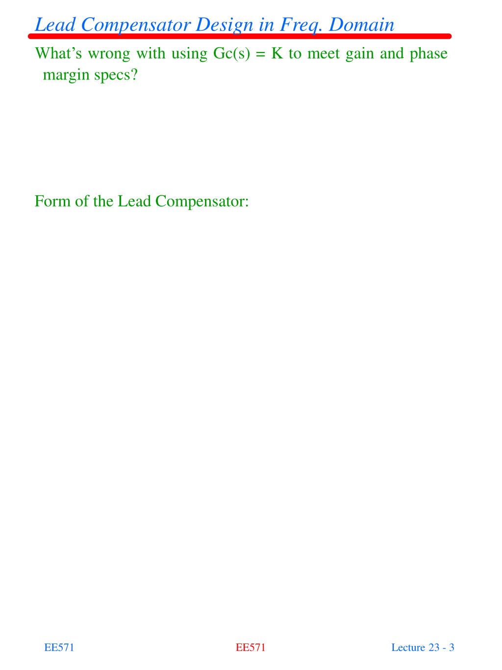 PPT - Lecture 23 – Freq. Domain Compensator Design PowerPoint ...