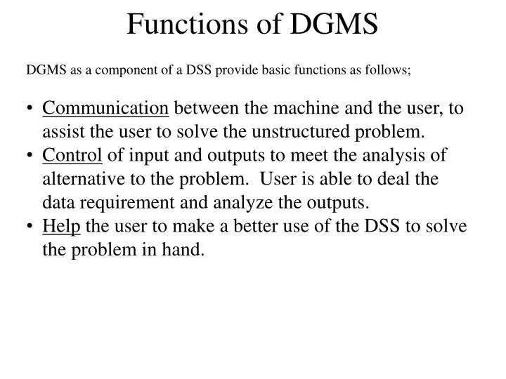 PPT - Functions of DGMS PowerPoint Presentation, free download - ID:4022449