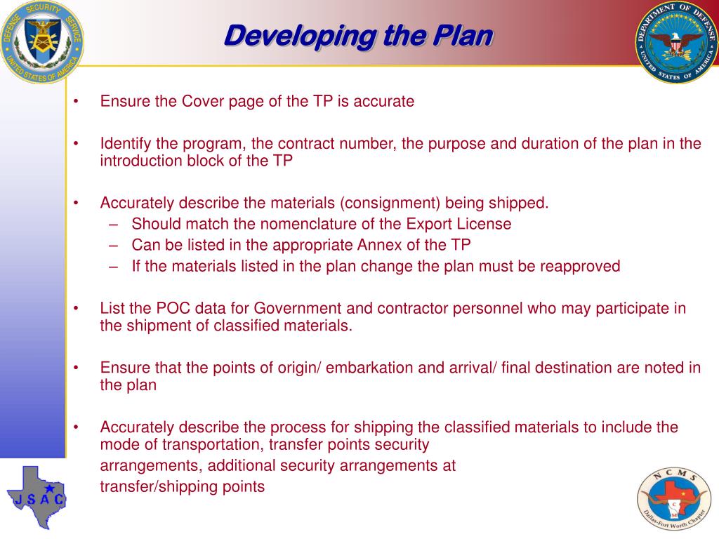 PPT - TRANSPORTATION PLANS FOR CLASSIFIED MATERIALS SHIPPED OVERSEAS ...