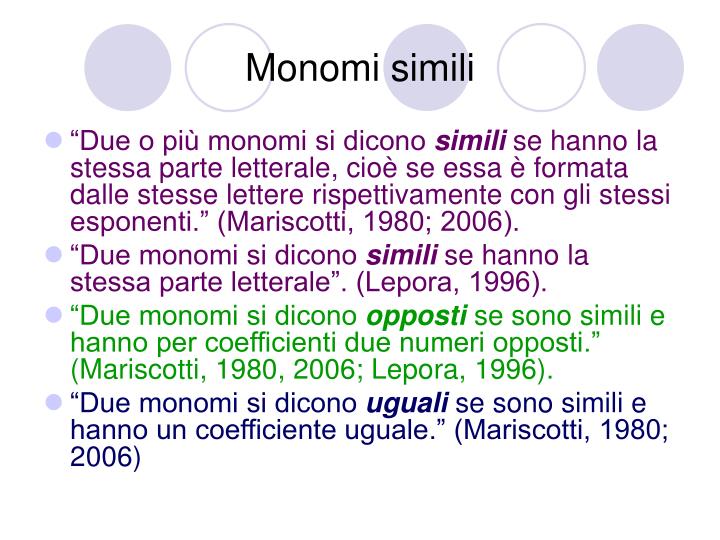 PPT - CALCOLO LETTERALE I MONOMI PowerPoint Presentation - ID:4026317