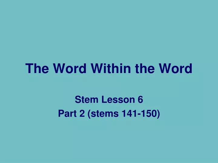 PPT - The Word Within the Word PowerPoint Presentation, free download ...