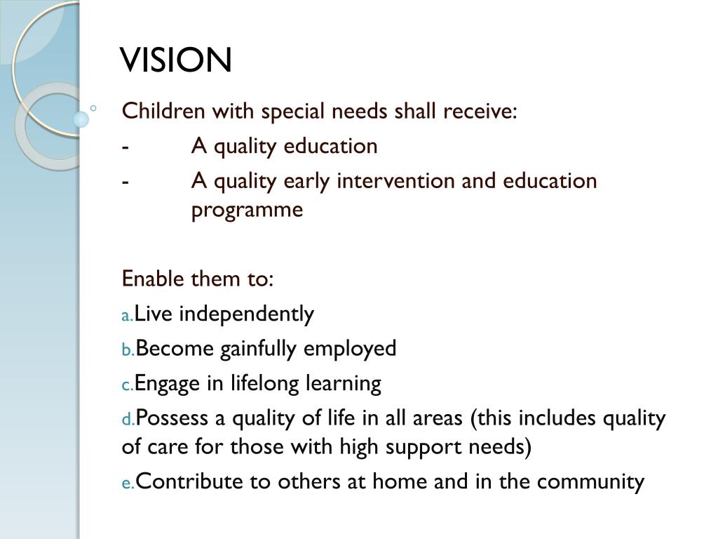 PPT - EARLY INTERVENTION AND EDUCATION FOR CHILDREN WITH SPECIAL NEEDS ...