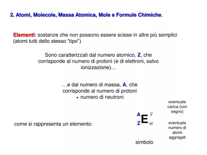 PPT - 2. Atomi, Molecole, Massa Atomica, Mole e Formule Chimiche ...