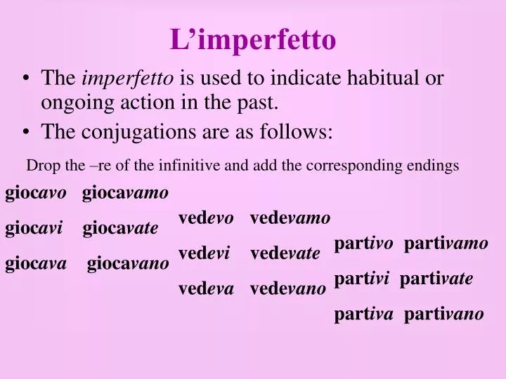 PPT - L’imperfetto PowerPoint Presentation, free download - ID:4028919