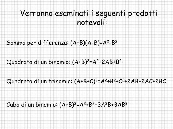 PPT - I prodotti notevoli PowerPoint Presentation - ID:4029128