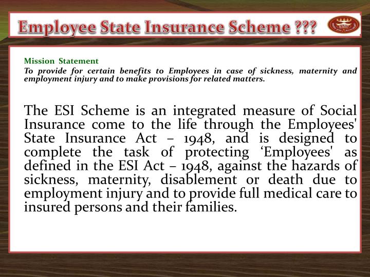 PPT - The Employees' State Insurance Act, 1948 PowerPoint Presentation ...