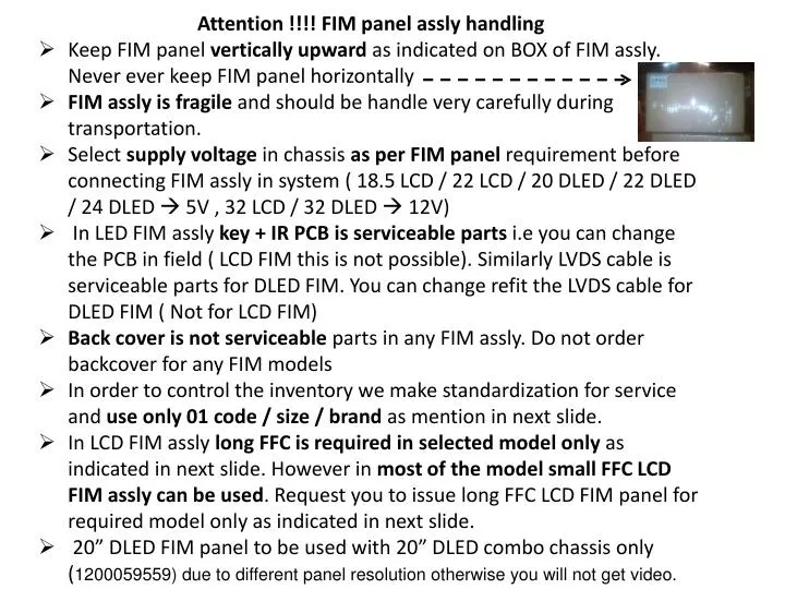 PPT - Attention !!!! FIM panel assly handling PowerPoint Presentation ...