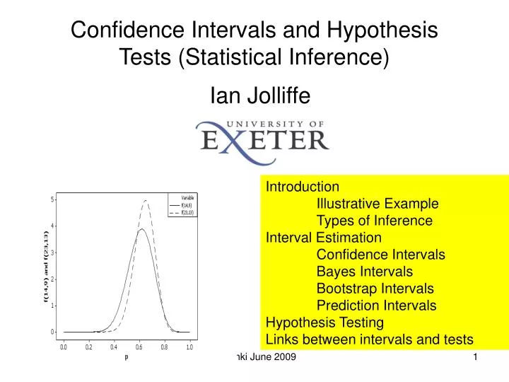 PPT - Confidence Intervals and Hypothesis Tests (Statistical Inference ...