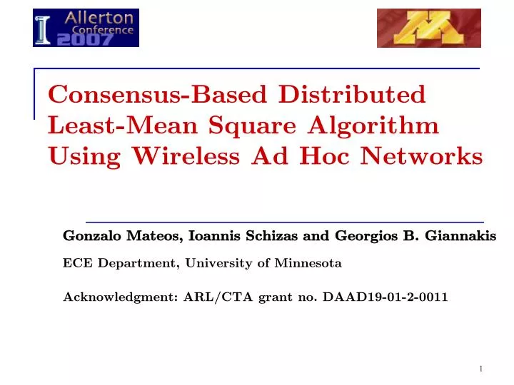PPT - Consensus-Based Distributed Least-Mean Square Algorithm Using ... PPT - Consensus-Based Distributed Least-Mean Square Algorithm Using ...
