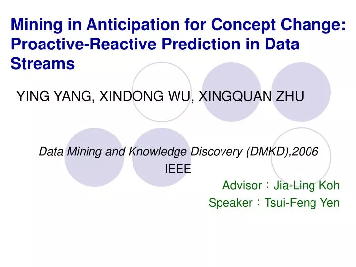 PPT - Mining in Anticipation for Concept Change: Proactive-Reactive ...