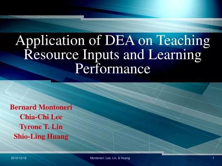 Ppt Application Of Dea On Teaching Resource Inputs And Learning