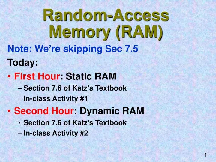 PPT - Random-Access Memory (RAM) PowerPoint Presentation, free download ...