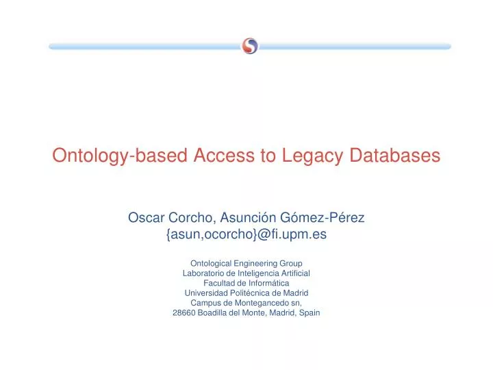 PPT - Ontology-based Access to Legacy Databases PowerPoint Presentation ...