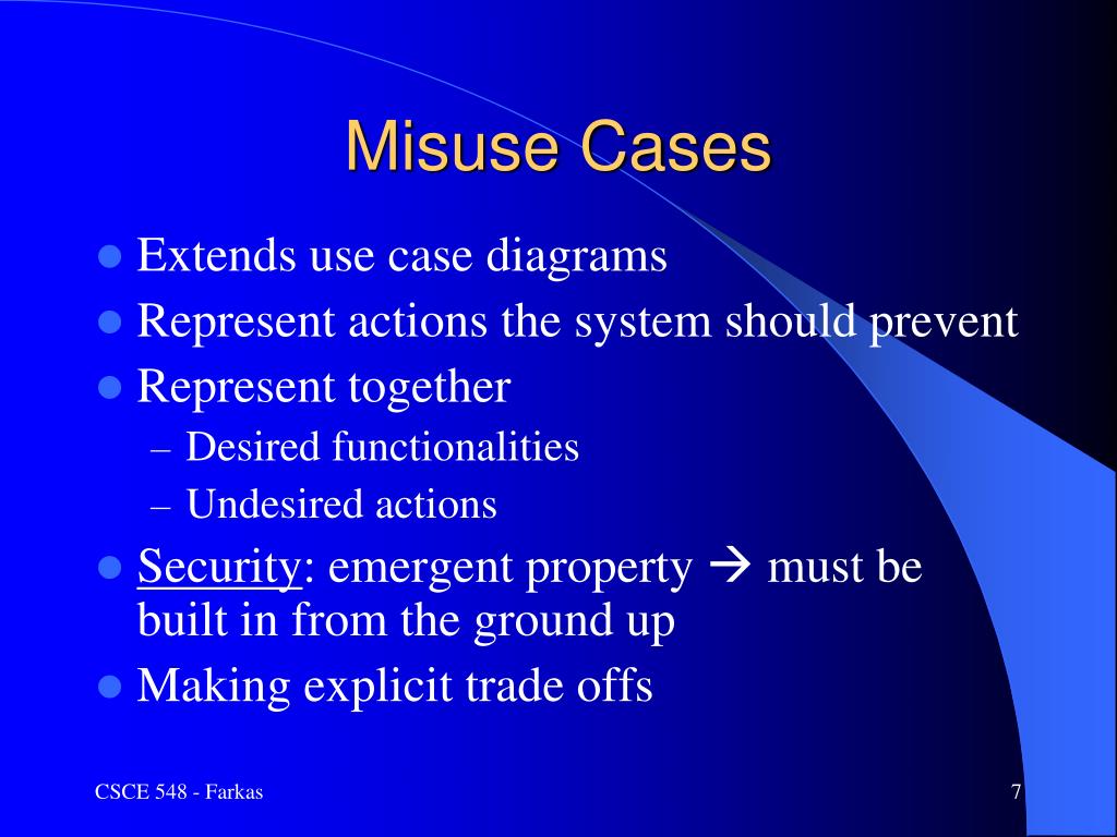 PPT - CSCE 548 Secure Software Development Use Cases Misuse Cases ... PPT - CSCE 548 Secure Software Development Use Cases Misuse Cases ...