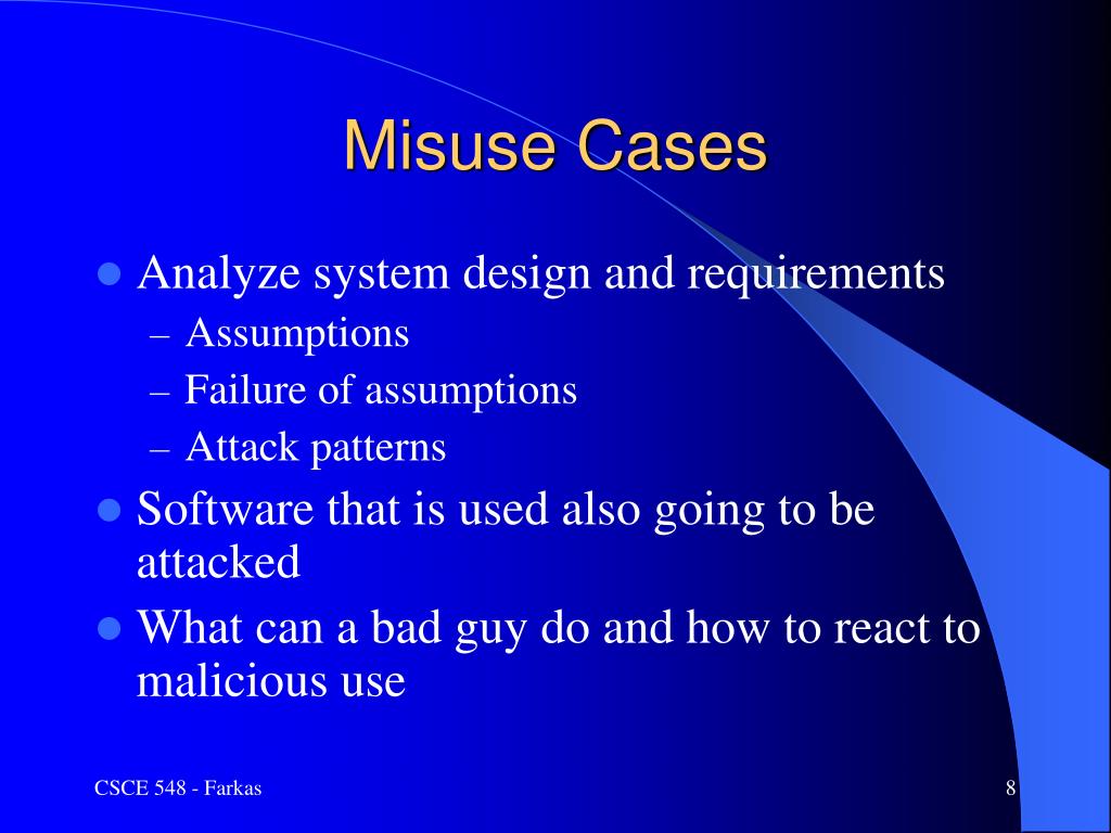 PPT - CSCE 548 Secure Software Development Use Cases Misuse Cases ... PPT - CSCE 548 Secure Software Development Use Cases Misuse Cases ...