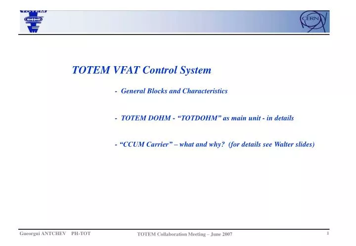PPT - TOTEM VFAT Control System - General Blocks and Characteristics ...