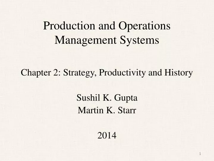 PPT - Production and Operations Management Systems PowerPoint ...