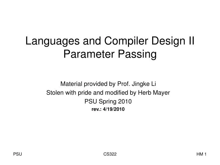 Ppt Languages And Compiler Design Ii Parameter Passing Powerpoint Presentation Id4039279