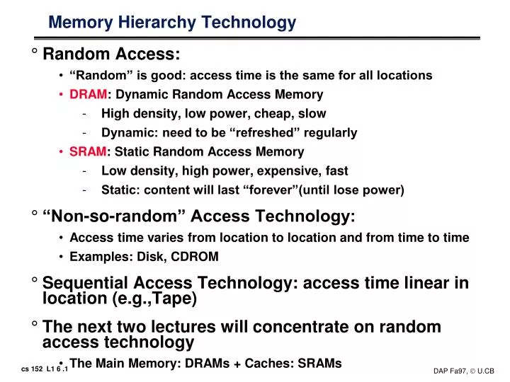 PPT - Memory Hierarchy Technology PowerPoint Presentation, free ...