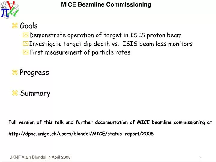 PPT - MICE Beamline Commissioning PowerPoint Presentation, free ...