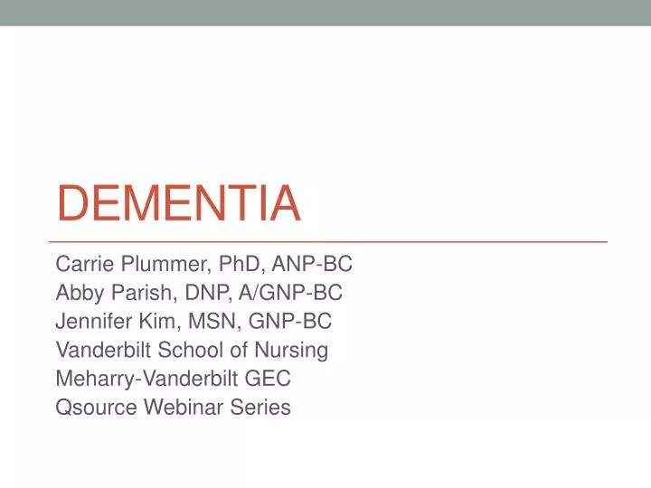 PPT - Dementia PowerPoint Presentation, free download - ID:4041956