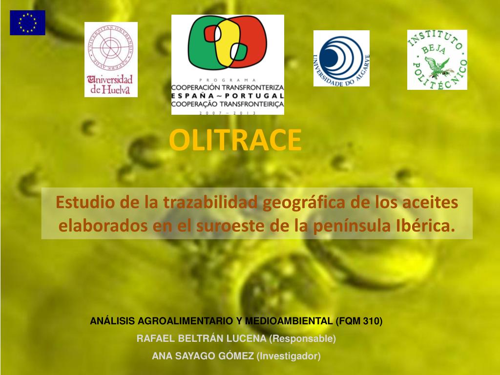PPT - Estudio de la trazabilidad geográfica de los aceites PowerPoint ...