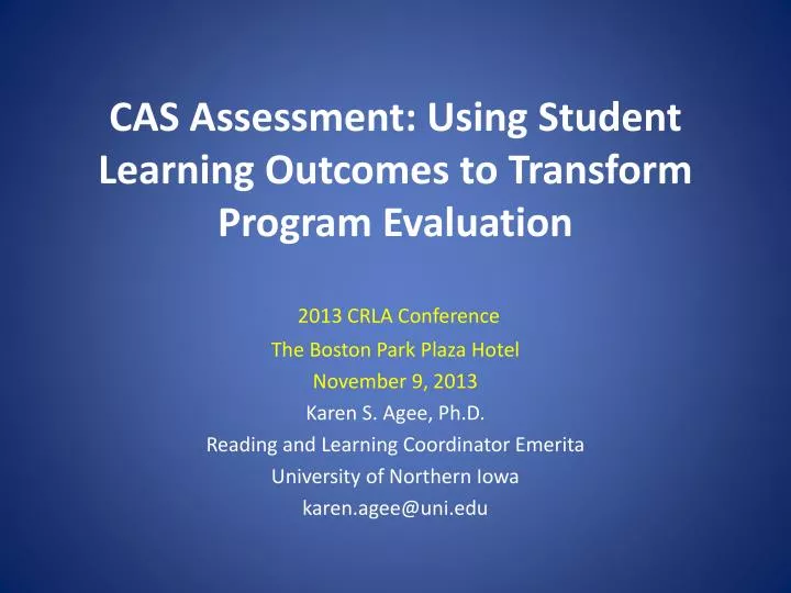 PPT - CAS Assessment: Using Student Learning Outcomes to Transform ...