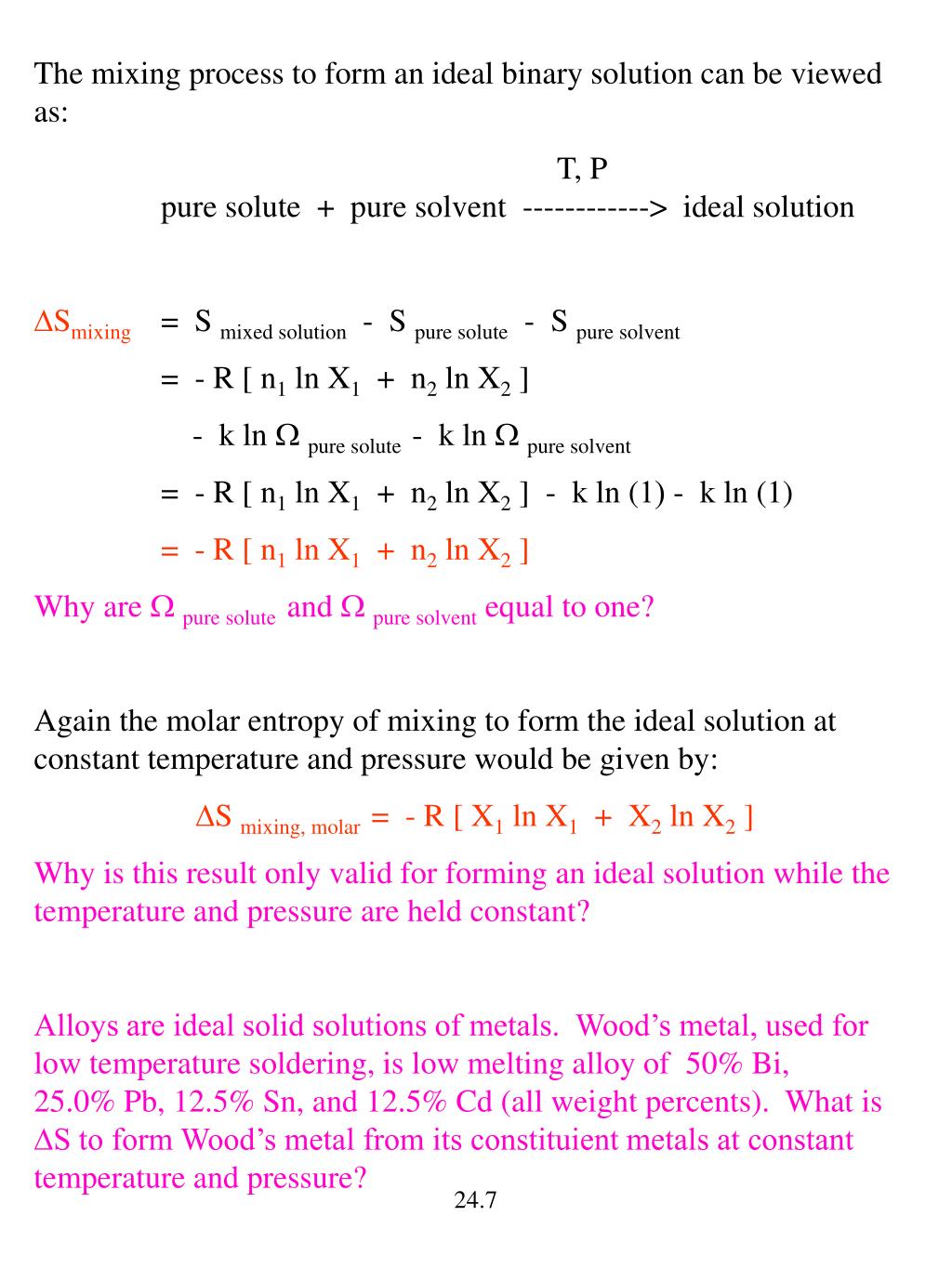 PPT - Entropy of Mixing of Ideal Solutions In an ideal solution ... PPT - Entropy of Mixing of Ideal Solutions In an ideal solution ...