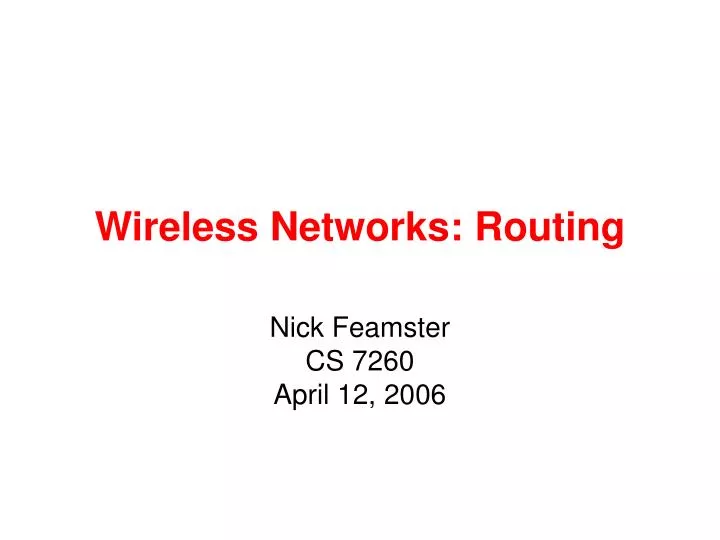 PPT - Wireless Networks: Routing PowerPoint Presentation, free download ...