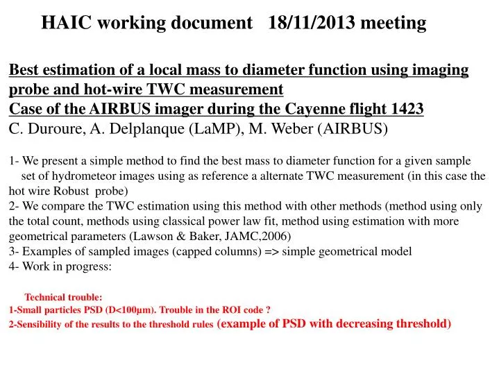 PPT - HAIC working document 18/11/2013 meeting PowerPoint Presentation ...