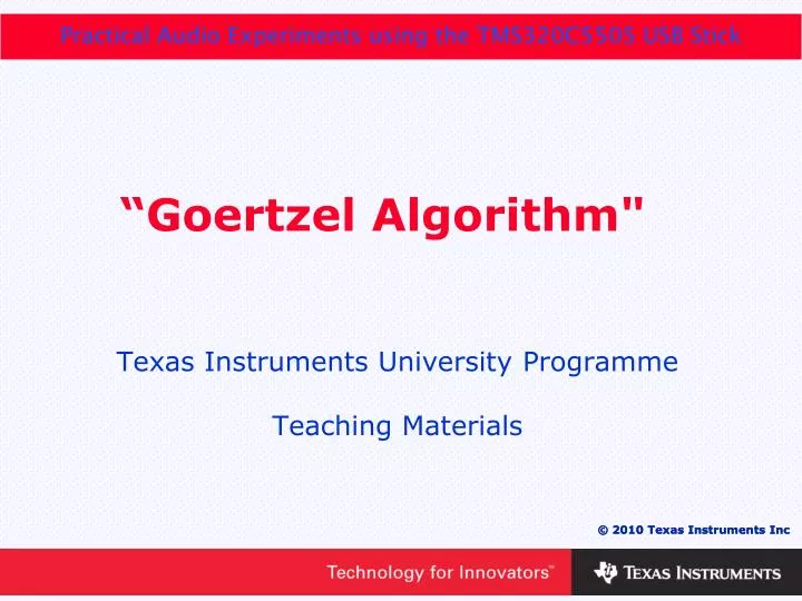 PPT - “Goertzel Algorithm" PowerPoint Presentation, free download - ID ...