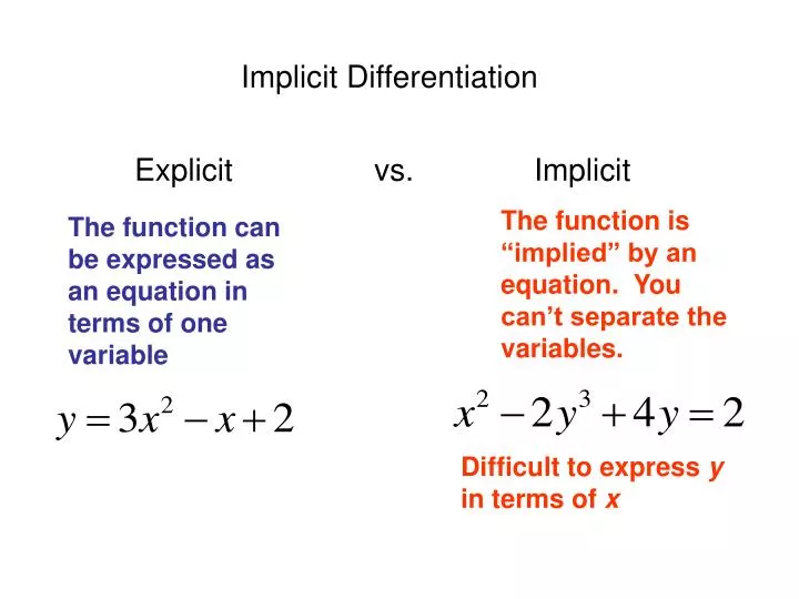 PPT Implicit Differentiation PowerPoint Presentation Free Download