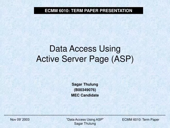 PPT - Data Access Using Active Server Page (ASP) PowerPoint ...
