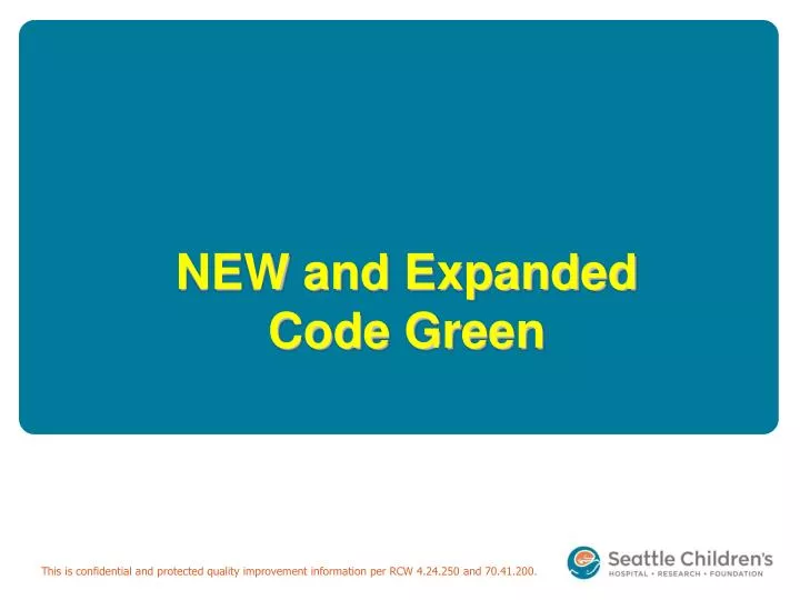 PPT - NEW and Expanded Code Green PowerPoint Presentation, free ...