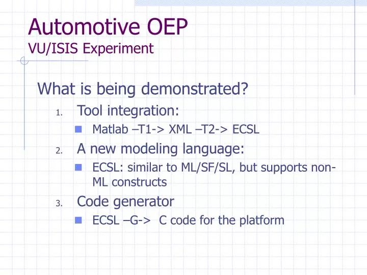 PPT - Automotive OEP VU/ISIS Experiment PowerPoint Presentation, free ...