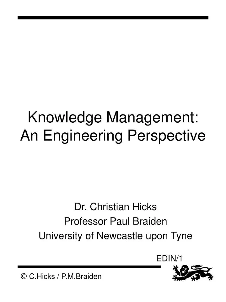 PPT - Knowledge Management: An Engineering Perspective PowerPoint ...