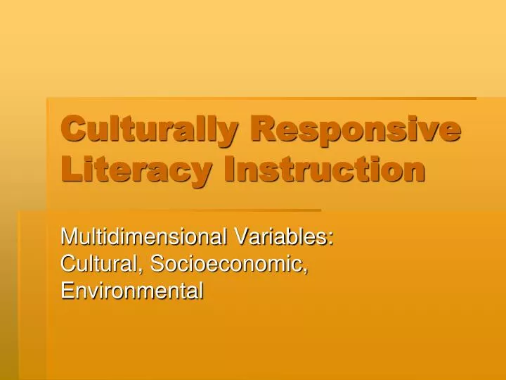 PPT - Culturally Responsive Literacy Instruction PowerPoint ... PPT - Culturally Responsive Literacy Instruction PowerPoint ...